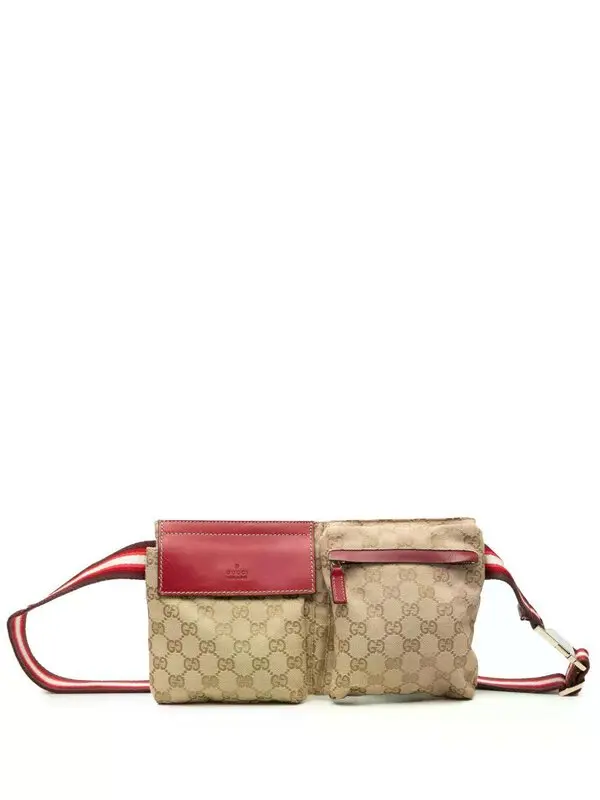 Gucci 2000-2015 Gg Canvas Web Double Pocket Belt Bag - Red
