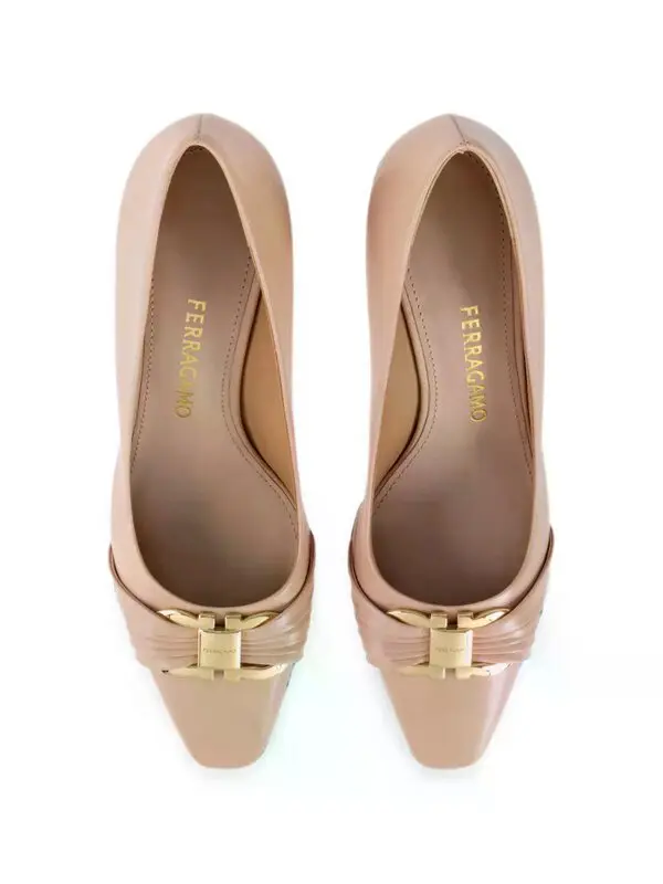 FERRAGAMO Gancini Ornament Pump With Bock Heel