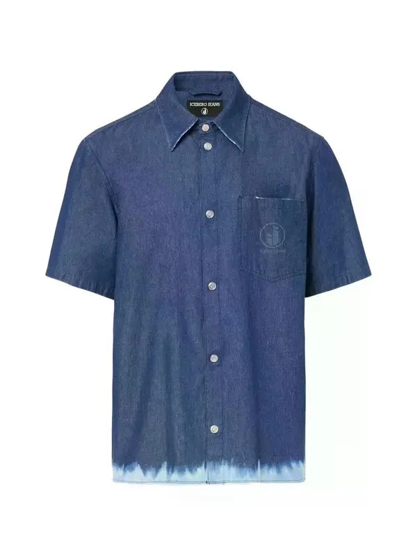 Iceberg Bleached-effect Short-sleeve Shirt - Blue