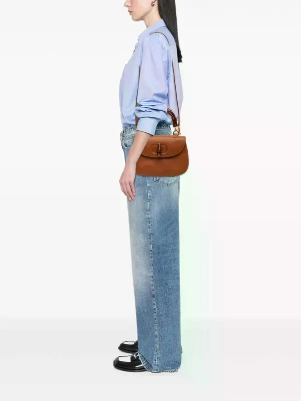 Gucci 20th Century Grained Calfskin Bamboo Night Satchel - Brown