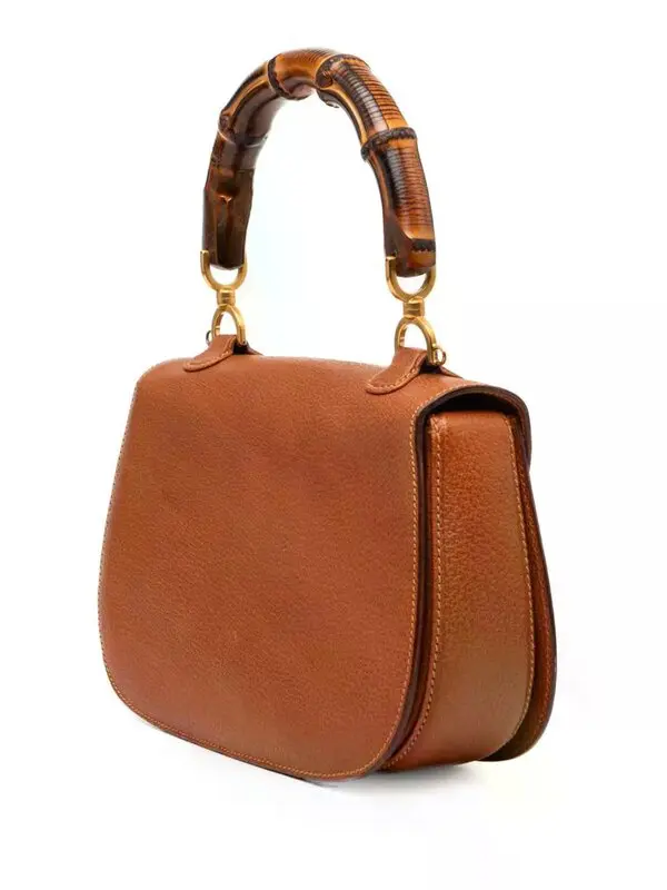 Gucci 20th Century Grained Calfskin Bamboo Night Satchel - Brown