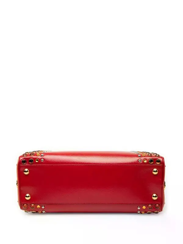 Prada 2010-2026 Saffiano Vernice Pyramid Studded Frame Bag Handbag
