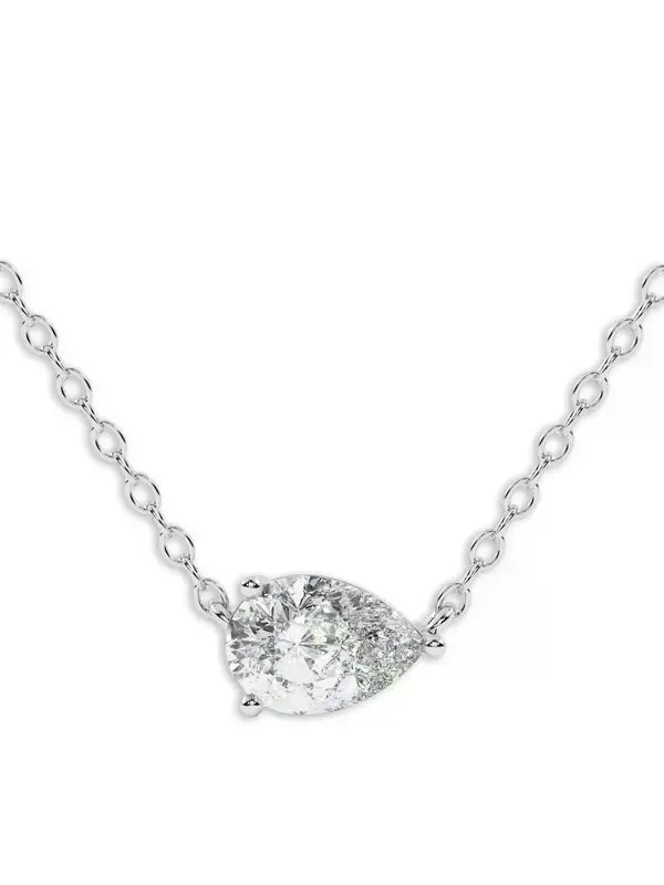 DIAMOND ESSENTIALS 14k White Gold Pear-cut Diamond Necklace - Silver