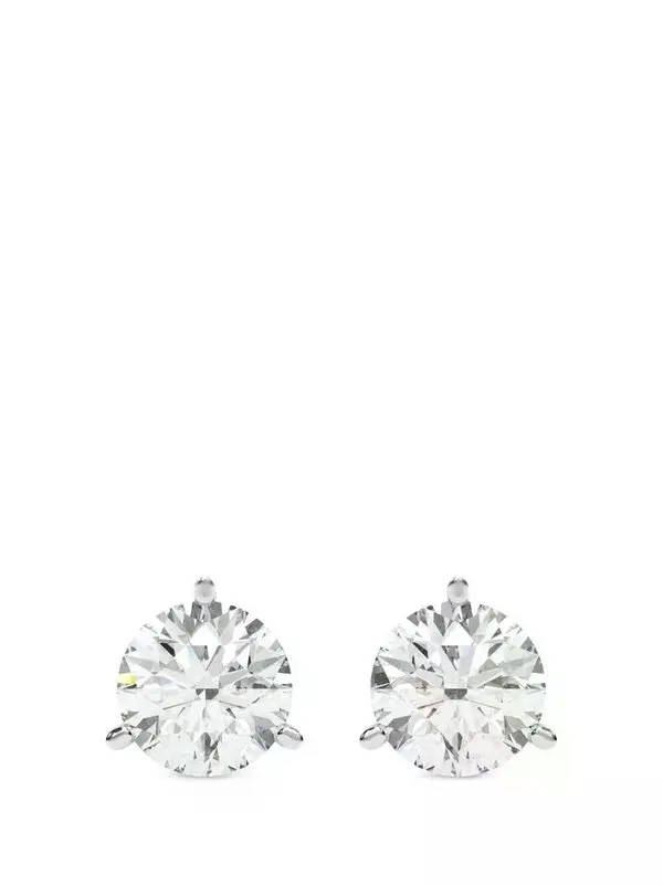DIAMOND ESSENTIALS 14k White Gold Round-cut Diamond Stud Earrings - Silver
