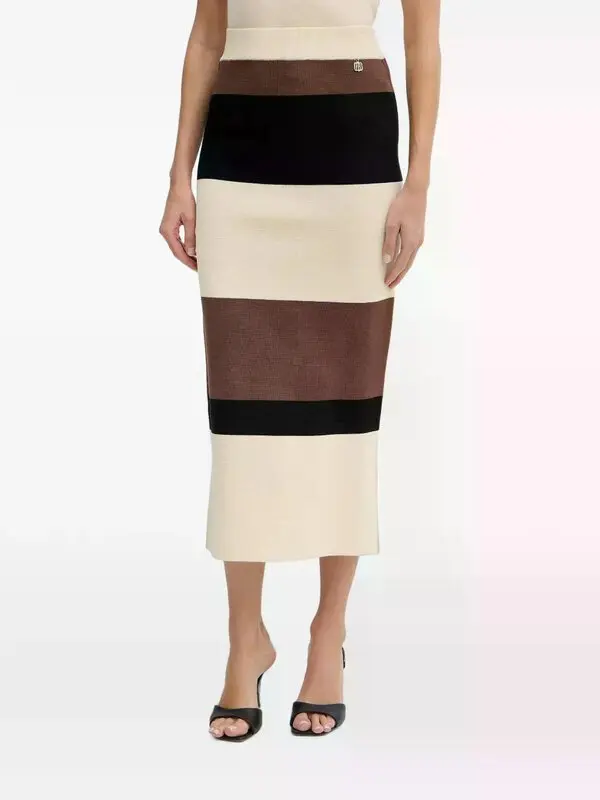 FRACOMINA Striped Logo-plaque Midi Skirt