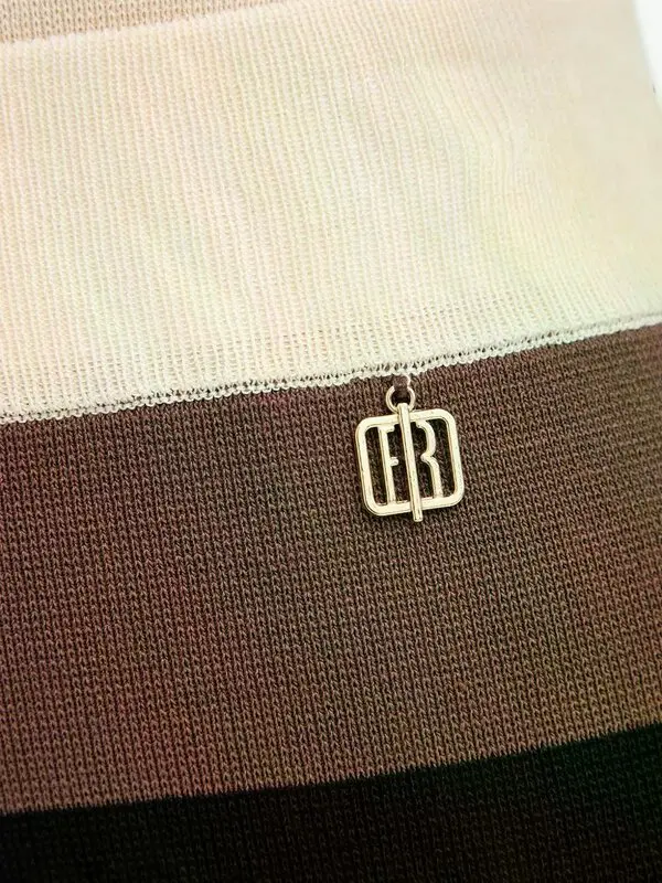 FRACOMINA Striped Logo-plaque Midi Skirt