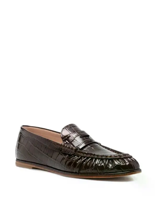 STUART WEITZMAN Spencer Croc-effect Loafers