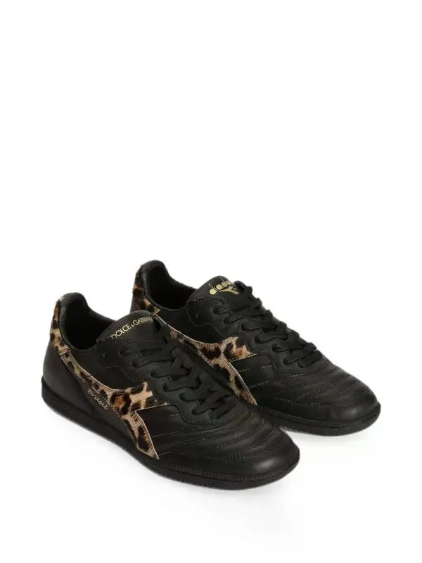 Dolce & Gabbana X Diadora Brasil Calfskin Leopard Print Sneakers