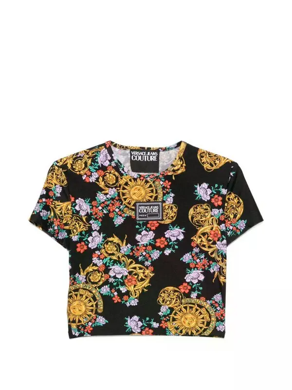Versace Floral-print T-shirt - Black