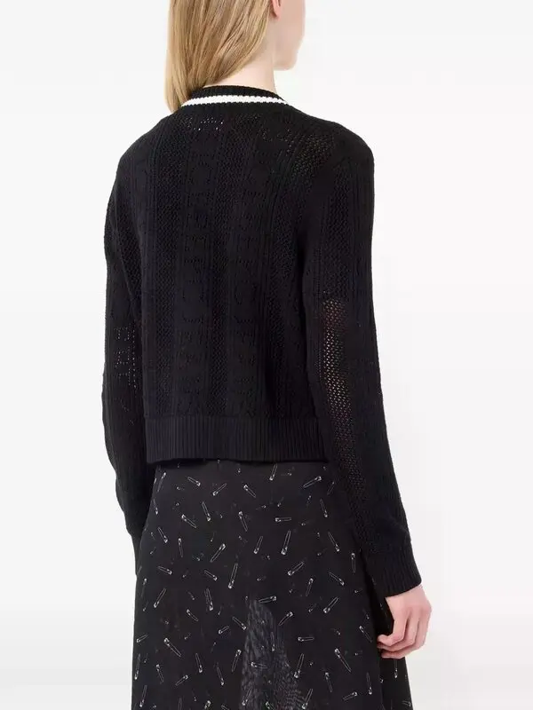 Iceberg Logo-pointelle Striped-trim Cardigan