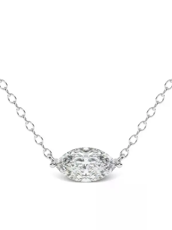 DIAMOND ESSENTIALS 14k White Gold Marquise-cut Diamond Pendant Necklace - Silver