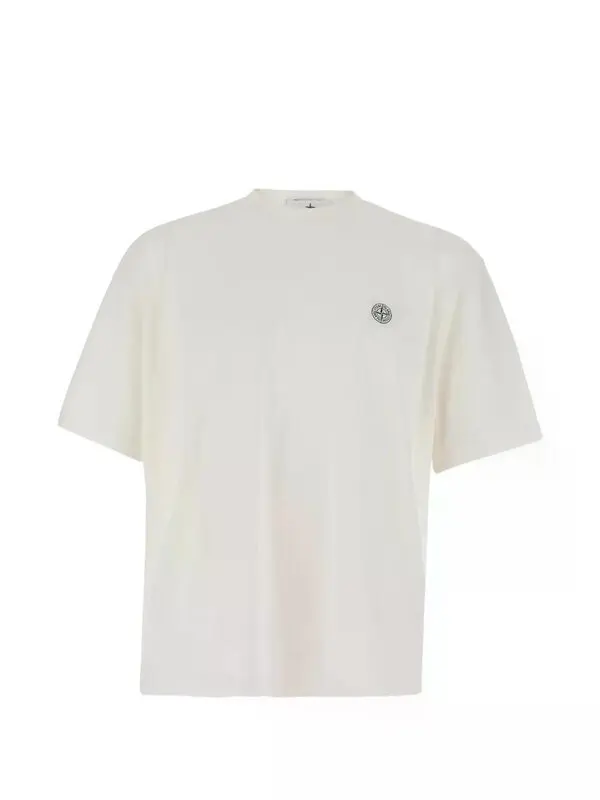 Stone Island Logo-patch Organic Cotton T-shirt - White