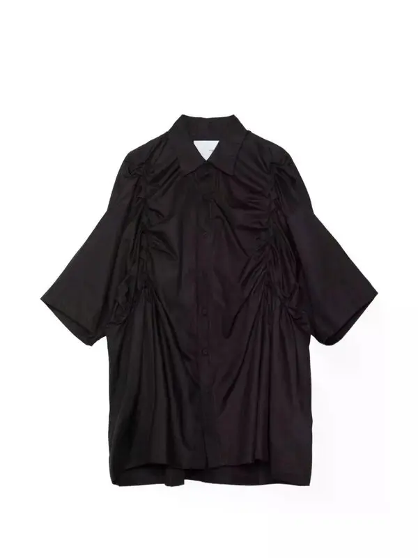 YOSHIOKUBO Ruched Short-sleeve Shirt - Black