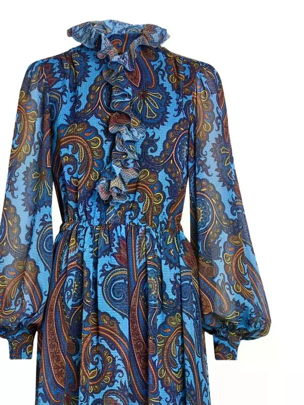 Etro Ruffled Paisley-print Maxi Dress - Blue