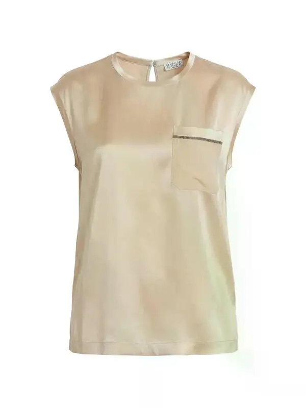 Brunello Cucinelli Monili-embellished Silk Top