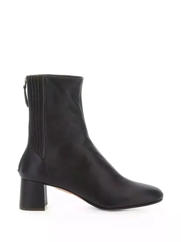 AQUAZZURA Rear-zip Ribbed-panel Ankle Boots - Brown
