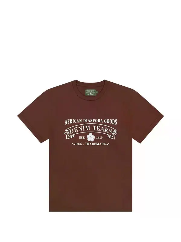 DENIM TEARS Adg Graphic-detail T-shirt - Brown