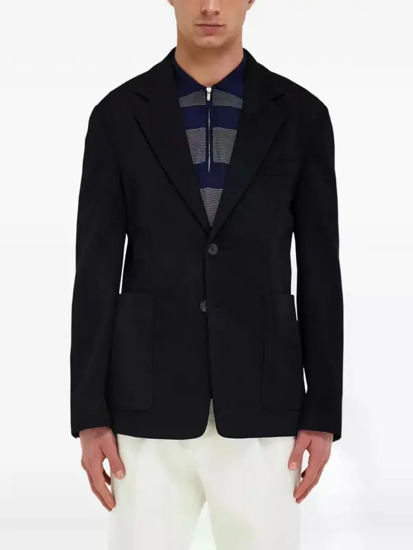 FERRAGAMO Single-breasted Jersey Blazer - Black