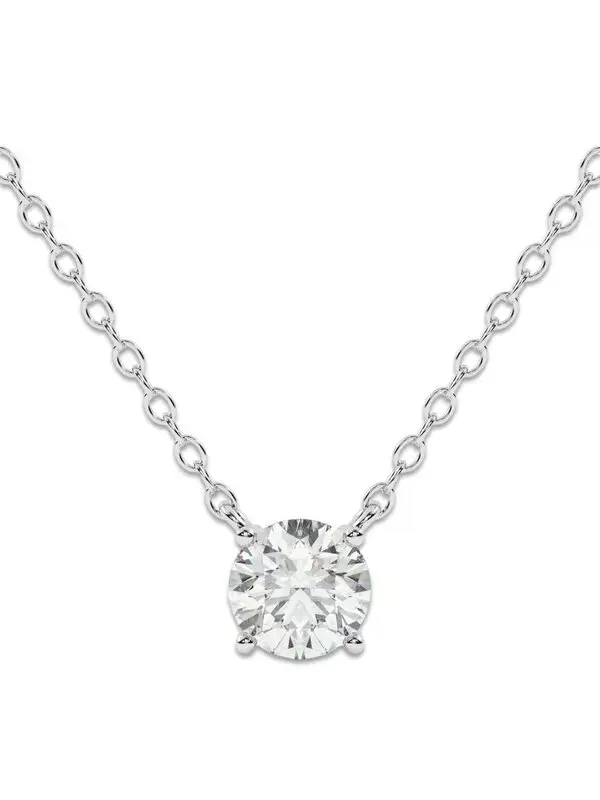 DIAMOND ESSENTIALS 14k White Gold Solitaire Diamond Necklace - Silver