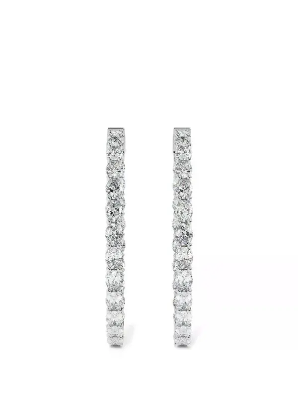 Diamond Essentials 14k White Gold Diamond Hoop Earrings