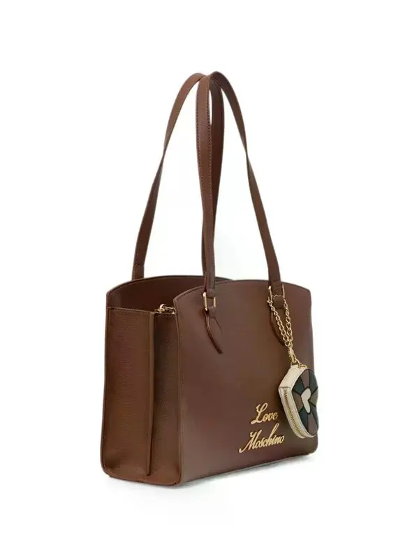 Moschino Logo-lettering Heart-charm Tote Bag - Brown