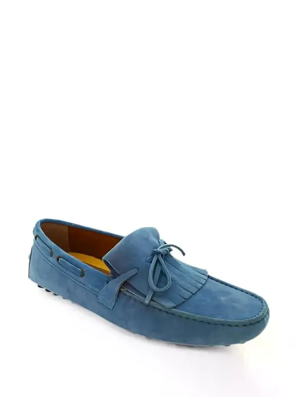 DOUCAL'S Suede Fringed Lace-up Loafers - Blue