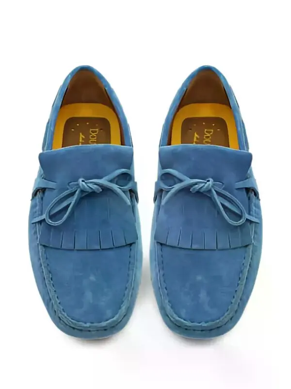 DOUCAL'S Suede Fringed Lace-up Loafers