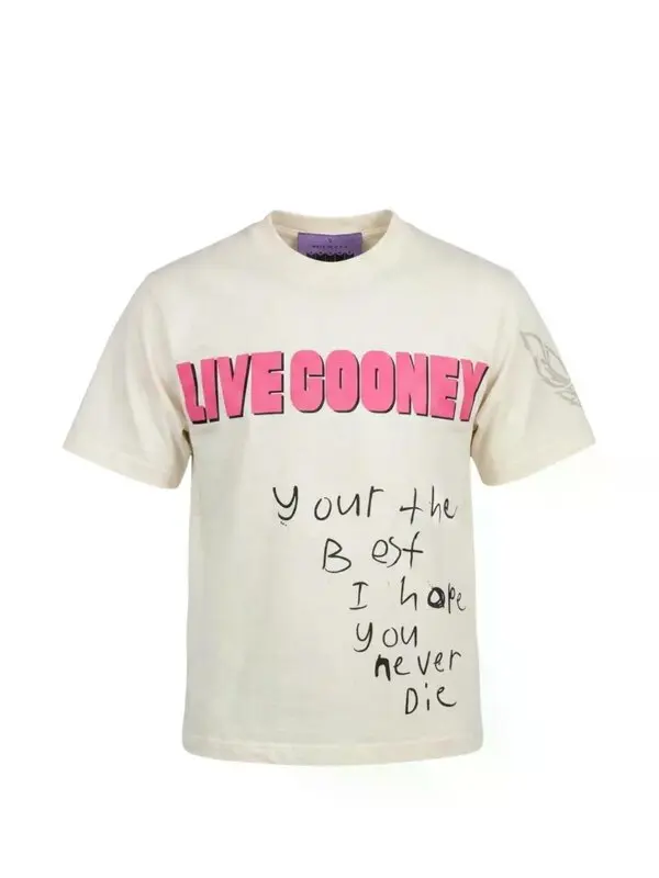 B WOOD Puff-print Graphic T-shirt - Neutrals