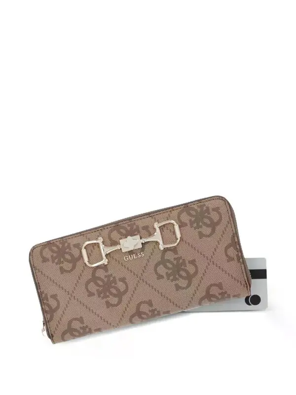 Guess Logo-print Zip-up Wallet - Brown
