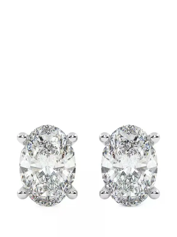 Diamond Essentials 14k White Gold Oval-cut Diamond Stud Earrings 2 Carats Total