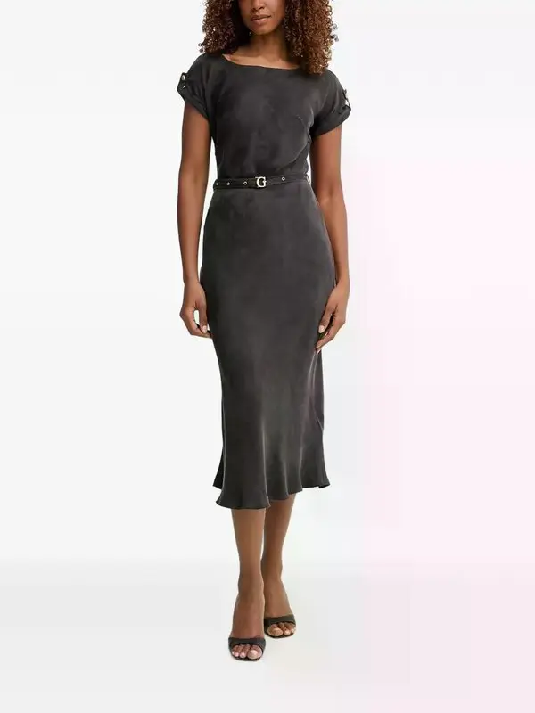 Guess Belted Cap-sleeve Midi Dress - Black
