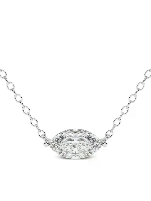 DIAMOND ESSENTIALS Marquise-cut Diamond Necklace In 14k White Gold - Silver