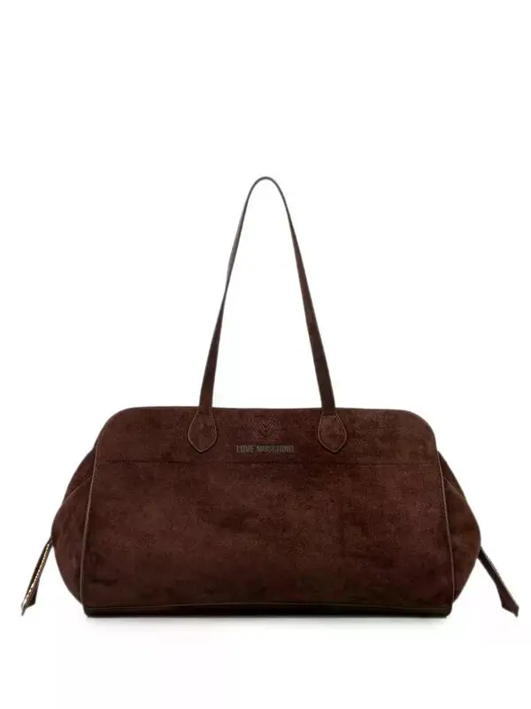 Moschino Logo-lettering Suede Tote Bag - Brown