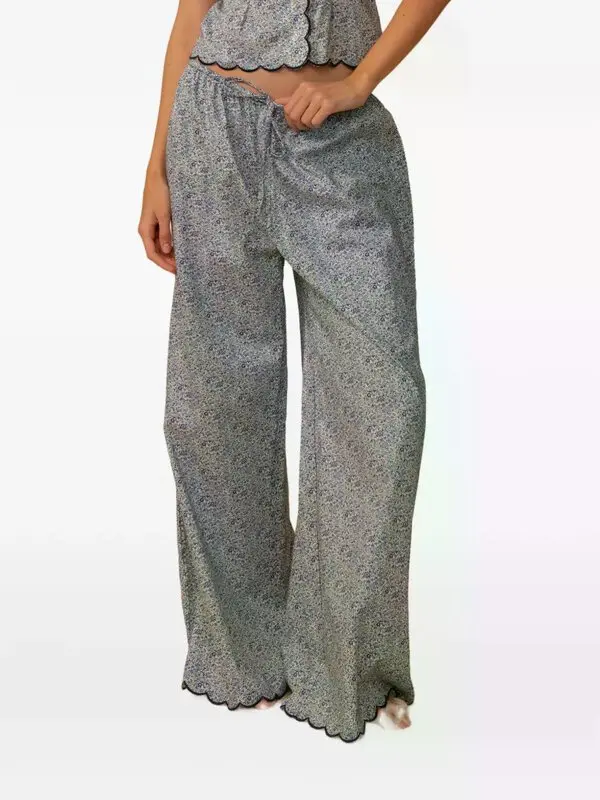MONTCE Floral-print Scalloped Trousers - Blue