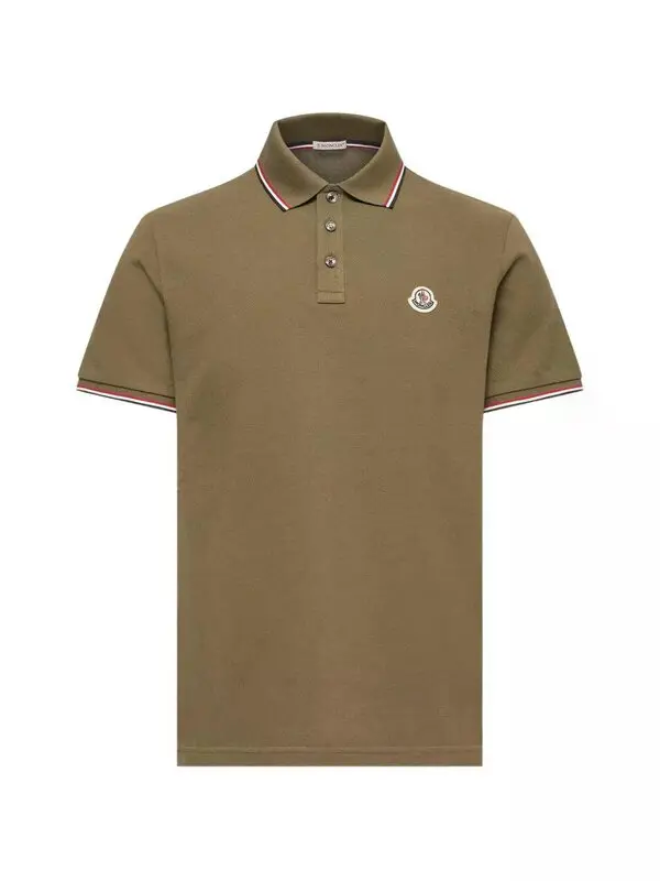 Moncler Logo-patch Tipped Polo Shirt - Brown