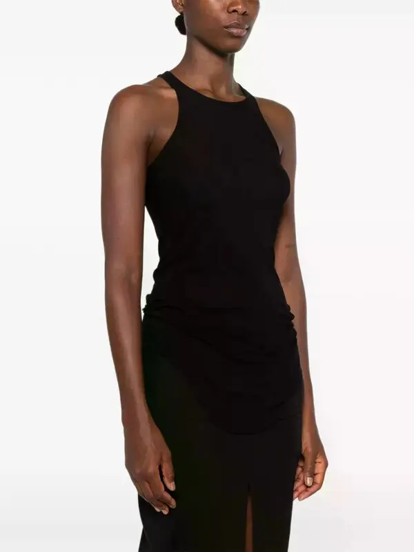 Rick Owens Ribbed Racerback Tank Top With Curved Hem