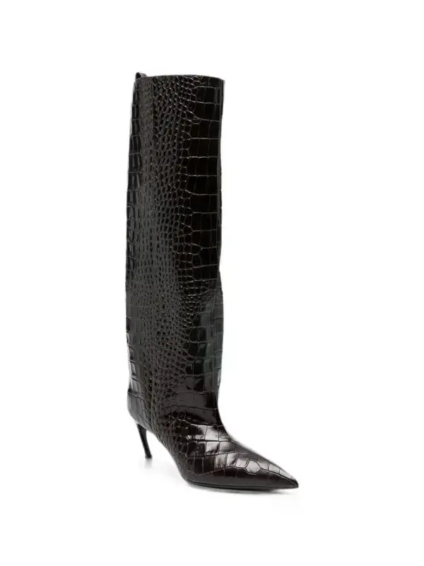 Attico Lea Croc-effect Leather Knee-high Boots