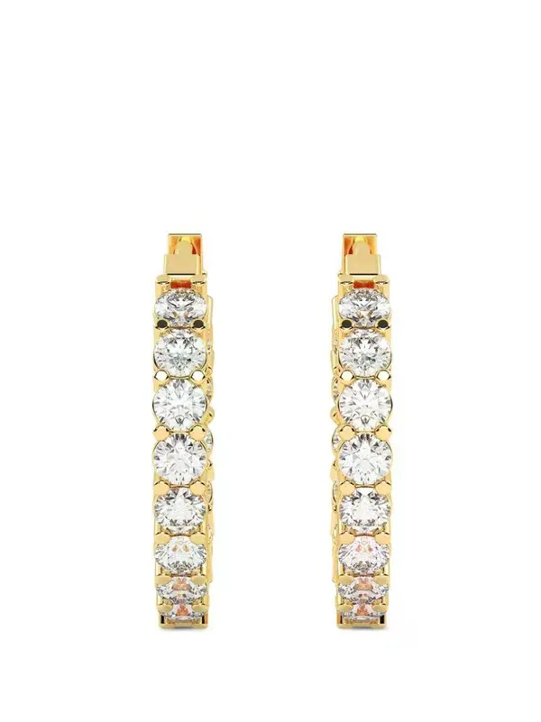 Diamond Essentials 14k Yellow Pavé-set Round-cut Laboratory-grown Diamond Hoop Earrings