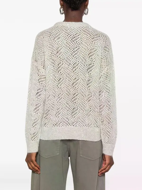 Brunello Cucinelli Sequin-embellished Open-knit Sweater
