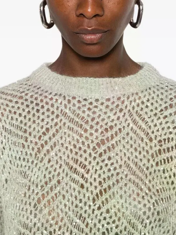 Brunello Cucinelli Sequin-embellished Open-knit Sweater