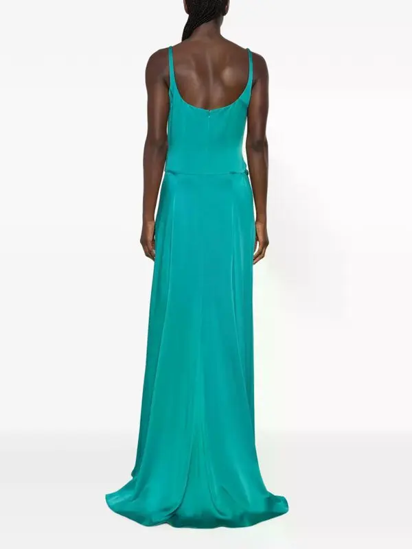 alexander mcqueen green dress Gathered Detail Sleeveless Maxi - Corset Back