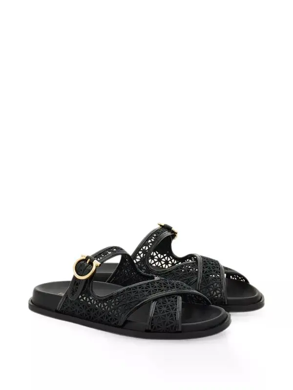 FERRAGAMO Gancini Buckle Crossover Slides