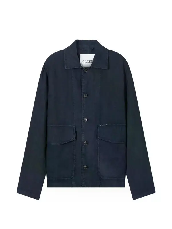 Closed Button-up Patch-pocket Jacket - Black