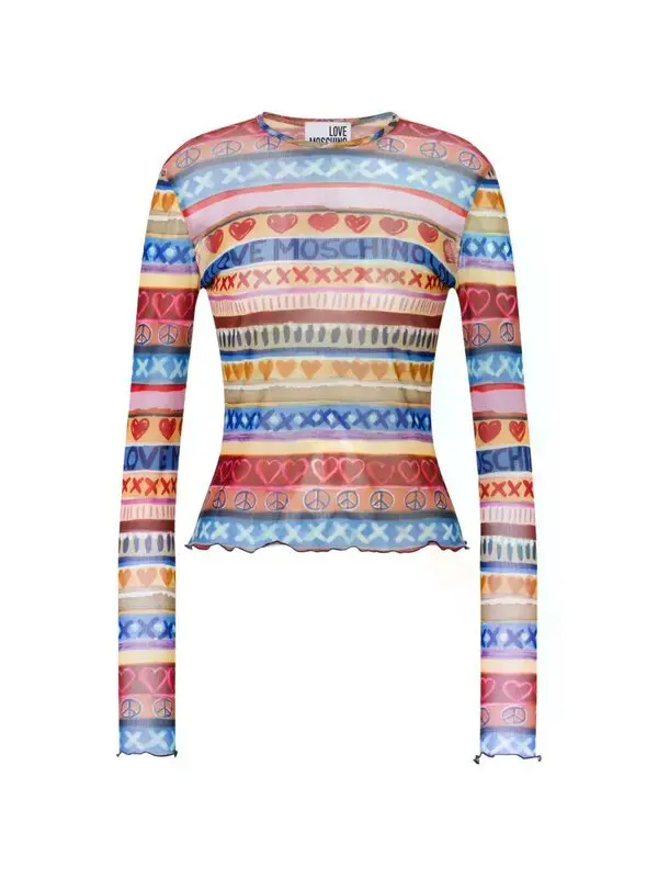 Moschino Printed Mesh T-shirt - Blue