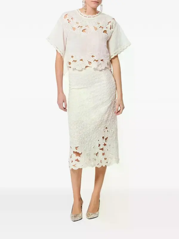 Isabel Marant Étoile Ryesha Embroidered Ramie Skirt - Neutrals