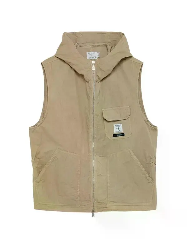 ROY ROGER'S Hooded Zip-fastening Vest - Neutrals