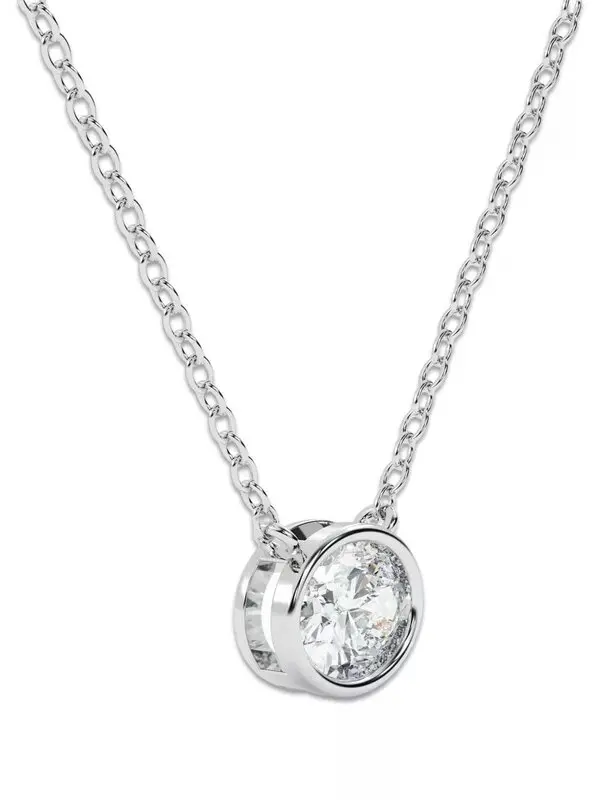 DIAMOND ESSENTIALS 14k White Gold Oval Diamond Pendant Necklace - Silver