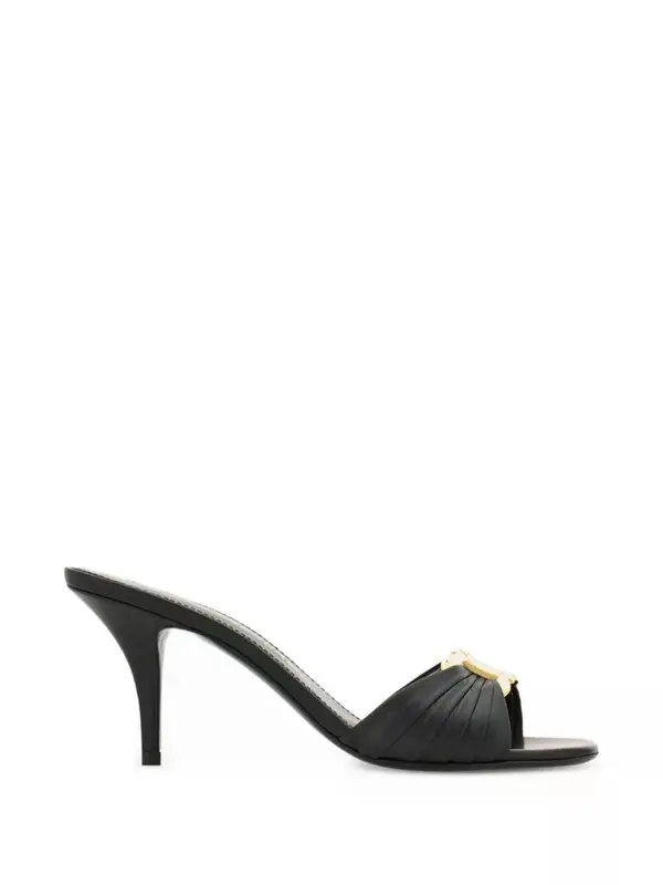 FERRAGAMO Gancini Plaque Ruched Sandals