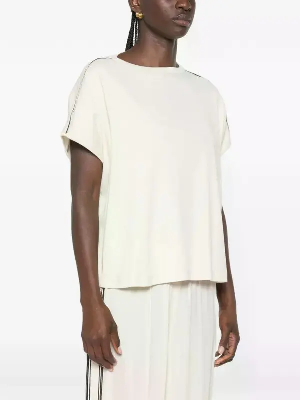 Fabiana Filippi Short-sleeve T-shirt With Side Stripe Detailing - Neutrals