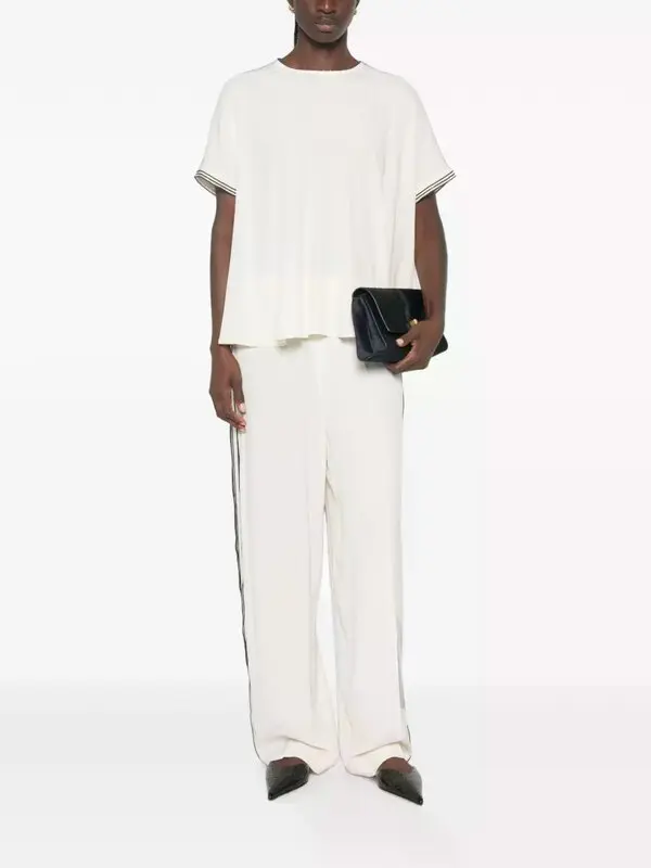 Fabiana Filippi Short-sleeve Top With Striped Trim - Neutrals